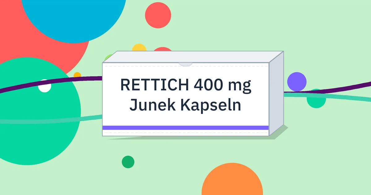 Symbolbild: Packung mit der Aufschrift RETTICH 400 mg Junek Kapseln (PZN 00138980) – Verfügbarkeit und Bezug in Apotheken in Frankfurt am Main