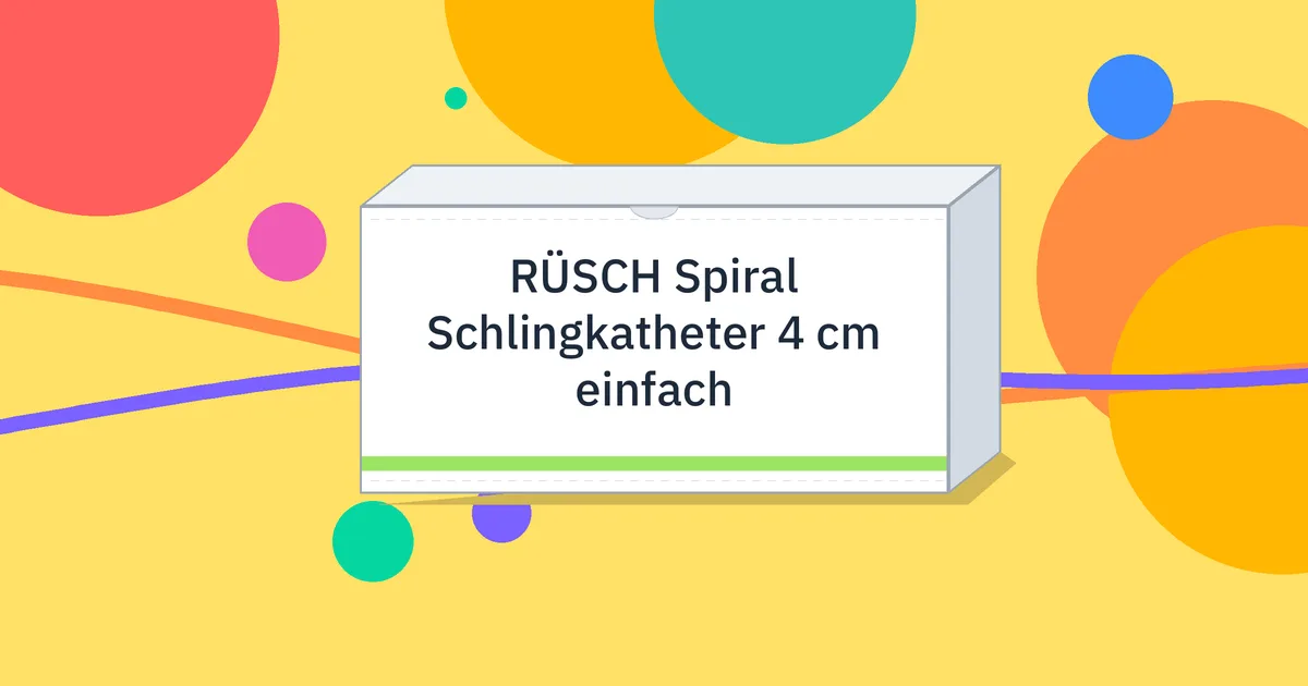 Symbolbild: Packung mit der Aufschrift RÜSCH Spiral Schlingkatheter 4 cm einfach (PZN 07399465) – Verfügbarkeit und Bezug in Apotheken in Frankfurt am Main
