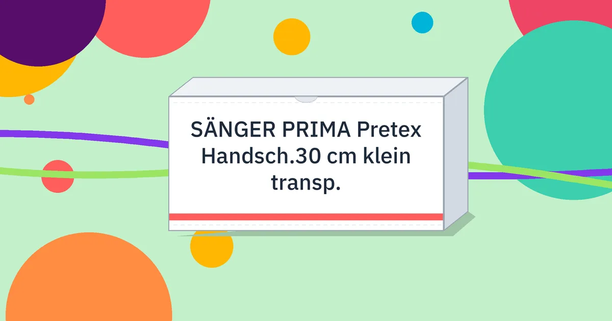 Symbolbild: Packung mit der Aufschrift SÄNGER PRIMA Pretex Handsch.30 cm klein transp. (PZN 00774351) – Verfügbarkeit und Bezug in Apotheken in Frankfurt am Main