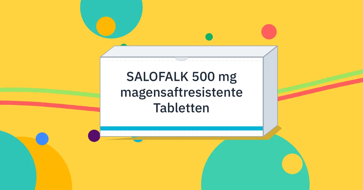 Symbolbild: Packung mit der Aufschrift SALOFALK 500 mg magensaftresistente Tabletten (PZN 16502672) – Verfügbarkeit und Bezug in Apotheken in Frankfurt am Main