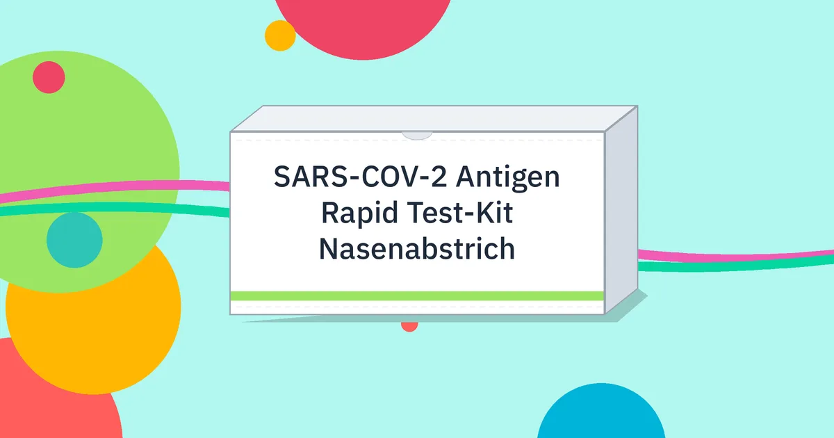 Symbolbild: Packung mit der Aufschrift SARS-COV-2 Antigen Rapid Test-Kit Nasenabstrich (PZN 17186227) – Verfügbarkeit und Bezug in Apotheken in Frankfurt am Main