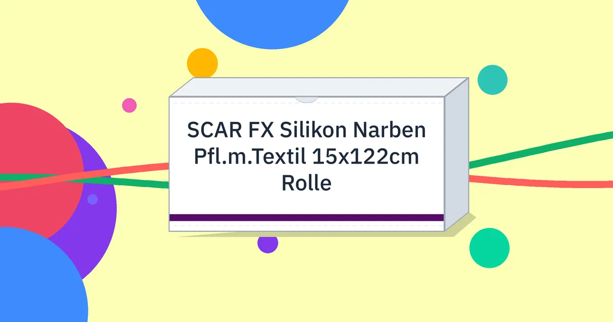 Symbolbild: Packung mit der Aufschrift SCAR FX Silikon Narben Pfl.m.Textil 15x122cm Rolle (PZN 15631717) – Verfügbarkeit und Bezug in Apotheken in Frankfurt am Main