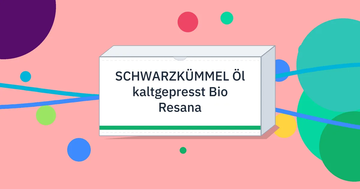Symbolbild: Packung mit der Aufschrift SCHWARZKÜMMEL Öl kaltgepresst Bio Resana (PZN 20700656) – Verfügbarkeit und Bezug in Apotheken in Frankfurt am Main