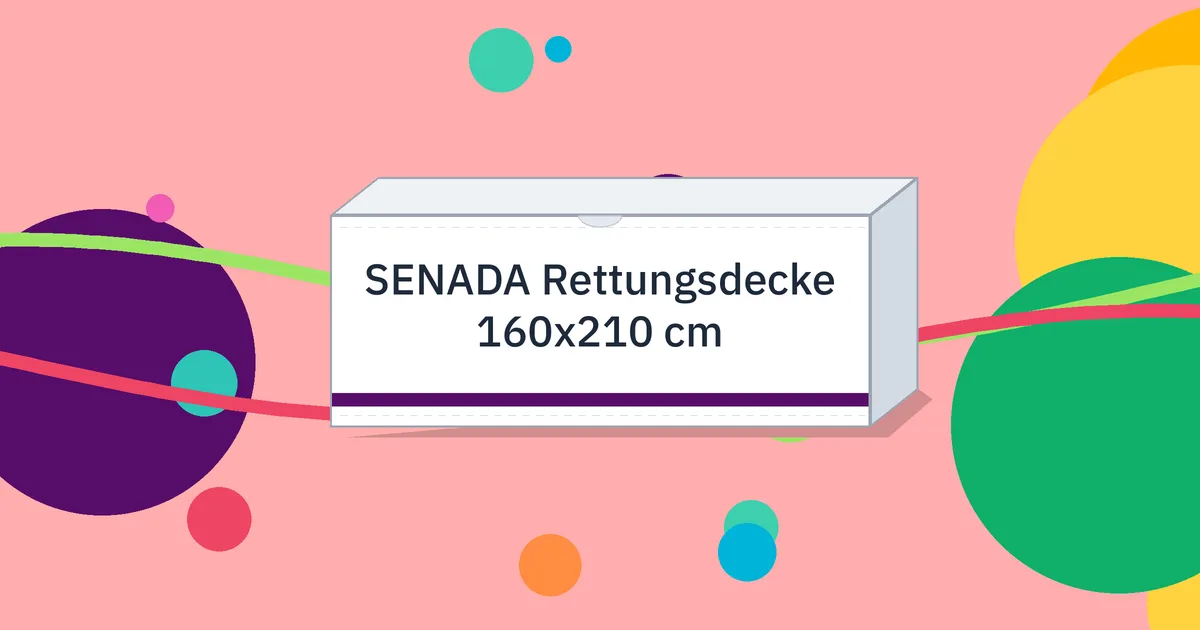 Symbolbild: Packung mit der Aufschrift SENADA Rettungsdecke 160x210 cm (PZN 08891211) – Verfügbarkeit und Bezug in Apotheken in Frankfurt am Main
