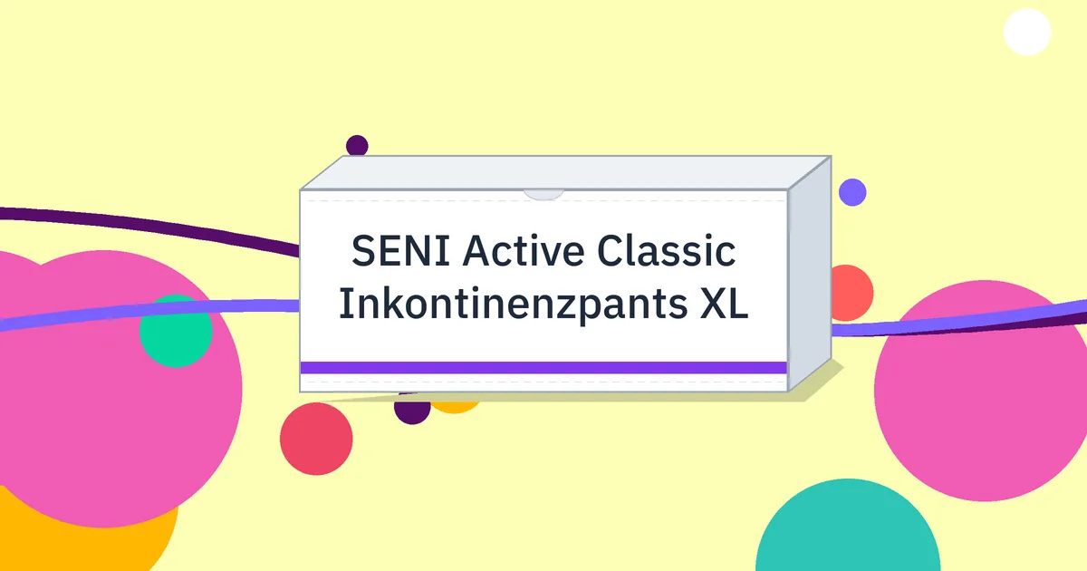 Symbolbild: Packung mit der Aufschrift SENI Active Classic Inkontinenzpants XL (PZN 16707871) – Verfügbarkeit und Bezug in Apotheken in Frankfurt am Main