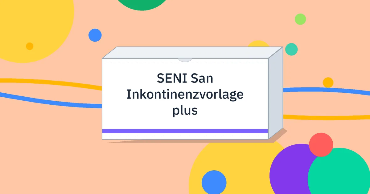 Symbolbild: Packung mit der Aufschrift SENI San Inkontinenzvorlage plus (PZN 20322680) – Verfügbarkeit und Bezug in Apotheken in Frankfurt am Main