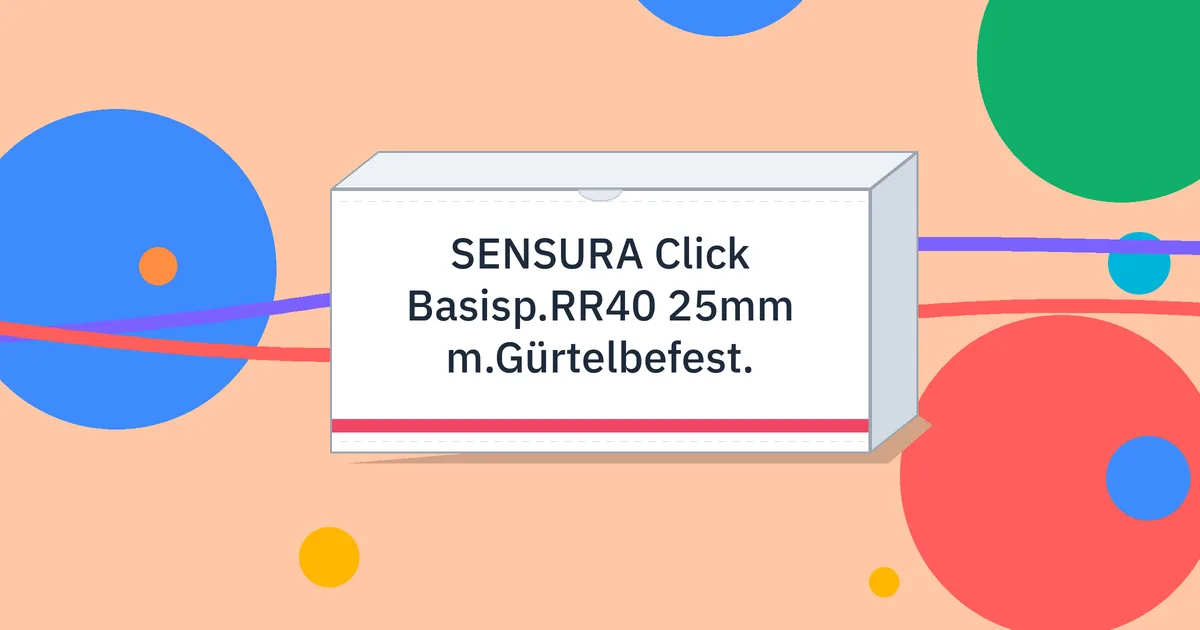 Symbolbild: Packung mit der Aufschrift SENSURA Click Basisp.RR40 25mm m.Gürtelbefest. (PZN 05917482) – Verfügbarkeit und Bezug in Apotheken in Frankfurt am Main