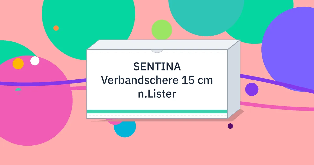 Symbolbild: Packung mit der Aufschrift SENTINA Verbandschere 15 cm n.Lister (PZN 11585133) – Verfügbarkeit und Bezug in Apotheken in Frankfurt am Main