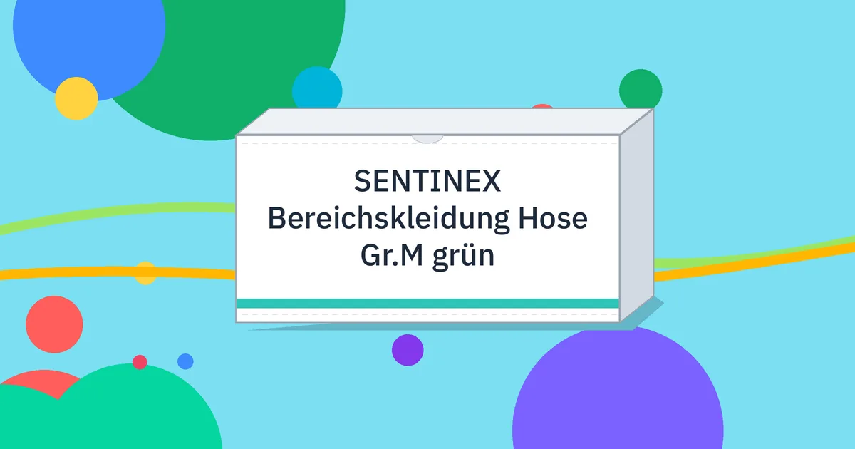 Symbolbild: Packung mit der Aufschrift SENTINEX Bereichskleidung Hose Gr.M grün (PZN 09285524) – Verfügbarkeit und Bezug in Apotheken in Frankfurt am Main