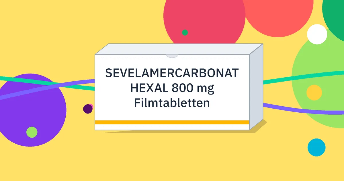 Symbolbild: Packung mit der Aufschrift SEVELAMERCARBONAT HEXAL 800 mg Filmtabletten (PZN 10524922) – Verfügbarkeit und Bezug in Apotheken in Frankfurt am Main
