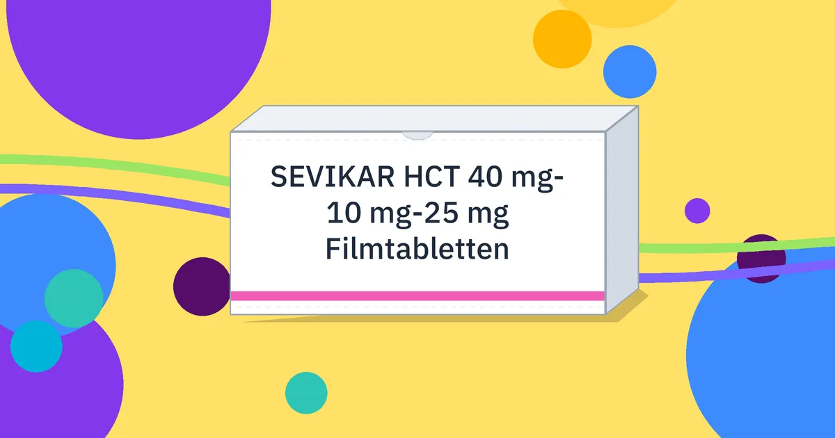 Symbolbild: Packung mit der Aufschrift SEVIKAR HCT 40 mg-10 mg-25 mg Filmtabletten (PZN 07379994) – Verfügbarkeit und Bezug in Apotheken in Frankfurt am Main