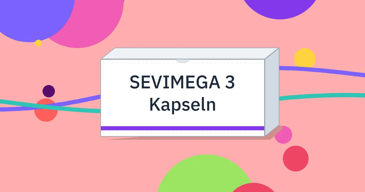 Symbolbild: Packung mit der Aufschrift SEVIMEGA 3 Kapseln (PZN 04126235) – Verfügbarkeit und Bezug in Apotheken in Frankfurt am Main