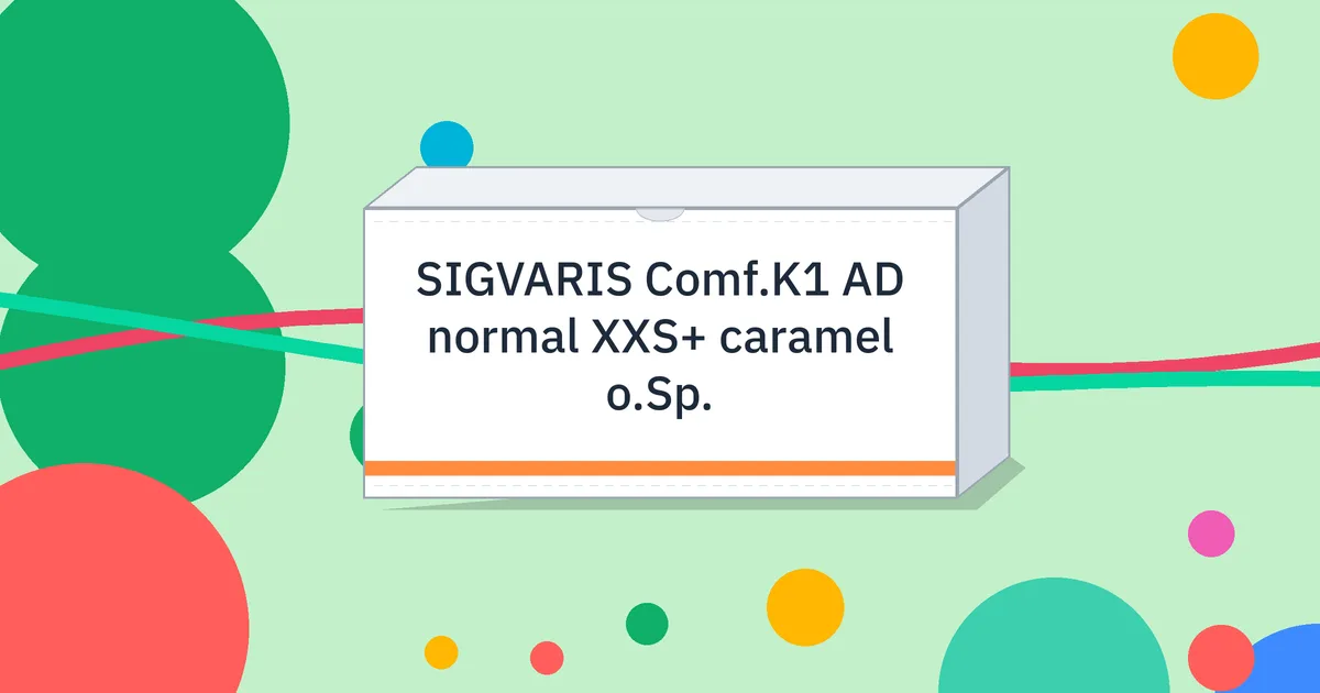Symbolbild: Packung mit der Aufschrift SIGVARIS Comf.K1 AD normal XXS+ caramel o.Sp. (PZN 17093336) – Verfügbarkeit und Bezug in Apotheken in Frankfurt am Main
