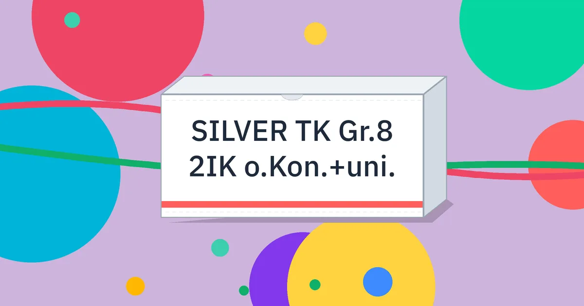 Symbolbild: Packung mit der Aufschrift SILVER TK Gr.8 2IK o.Kon.+uni. (PZN 10209830) – Verfügbarkeit und Bezug in Apotheken in Frankfurt am Main