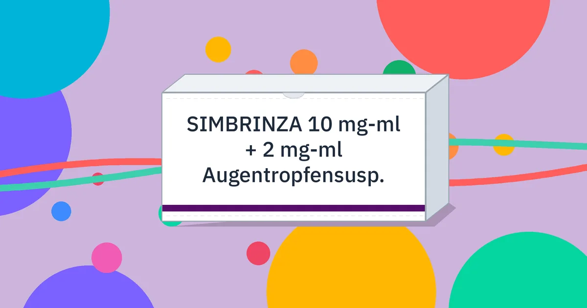 Symbolbild: Packung mit der Aufschrift SIMBRINZA 10 mg-ml + 2 mg-ml Augentropfensusp. (PZN 03407630) – Verfügbarkeit und Bezug in Apotheken in Frankfurt am Main