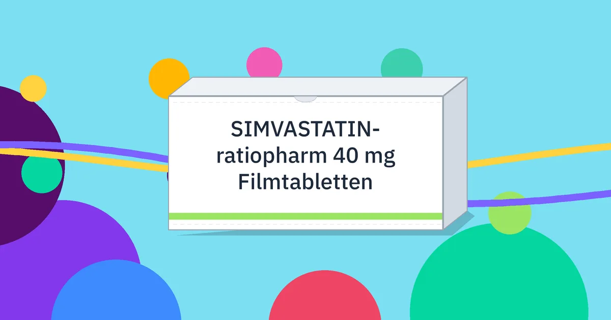 Symbolbild: Packung mit der Aufschrift SIMVASTATIN-ratiopharm 40 mg Filmtabletten (PZN 03508710) – Verfügbarkeit und Bezug in Apotheken in Frankfurt am Main