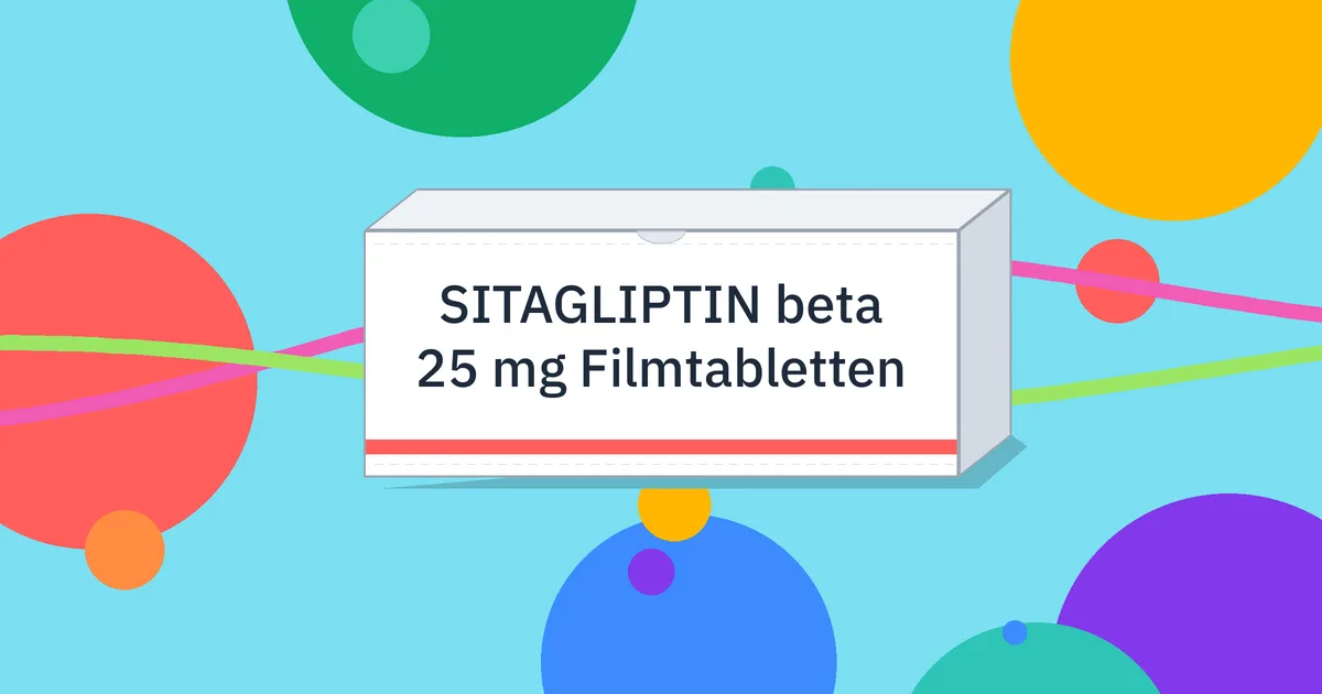 Symbolbild: Packung mit der Aufschrift SITAGLIPTIN beta 25 mg Filmtabletten (PZN 17623142) – Verfügbarkeit und Bezug in Apotheken in Frankfurt am Main