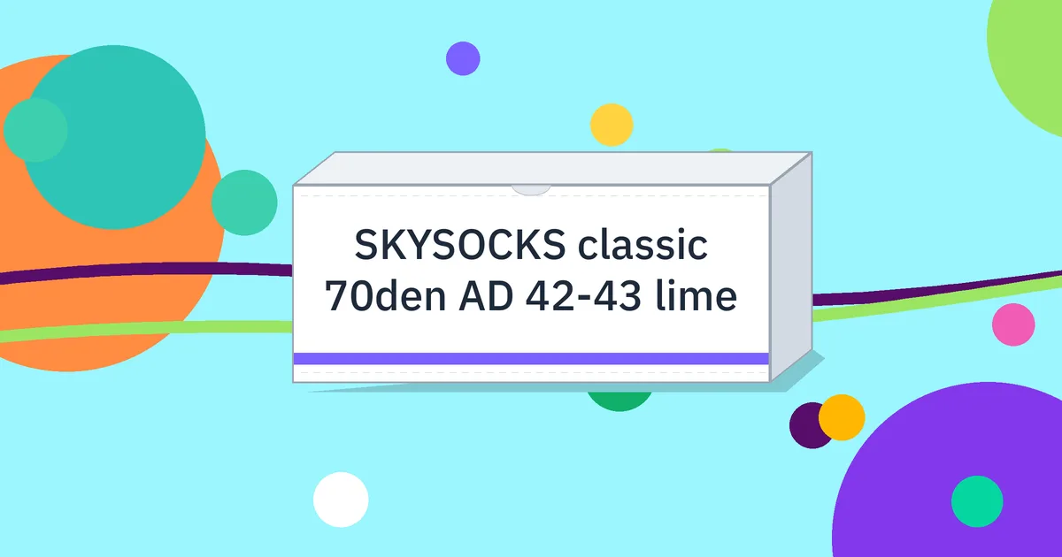 Symbolbild: Packung mit der Aufschrift SKYSOCKS classic 70den AD 42-43 lime (PZN 19790513) – Verfügbarkeit und Bezug in Apotheken in Frankfurt am Main