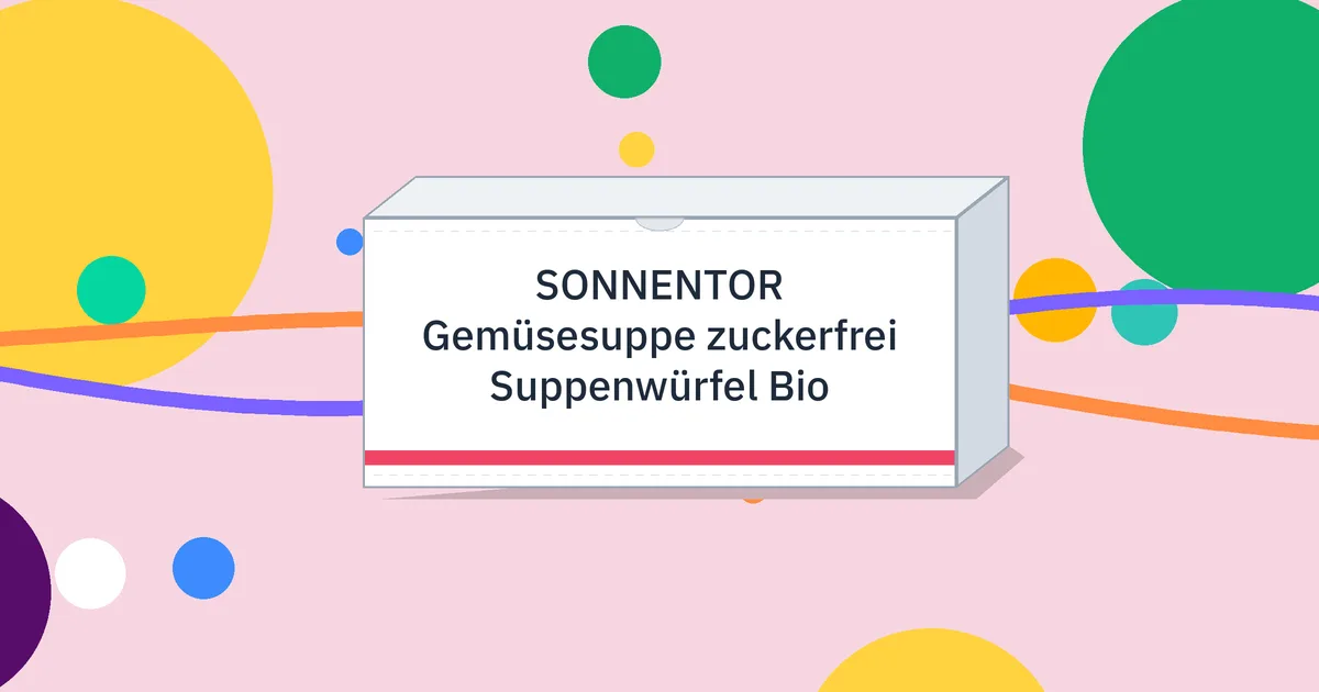 Symbolbild: Packung mit der Aufschrift SONNENTOR Gemüsesuppe zuckerfrei Suppenwürfel Bio (PZN 18904015) – Verfügbarkeit und Bezug in Apotheken in Frankfurt am Main