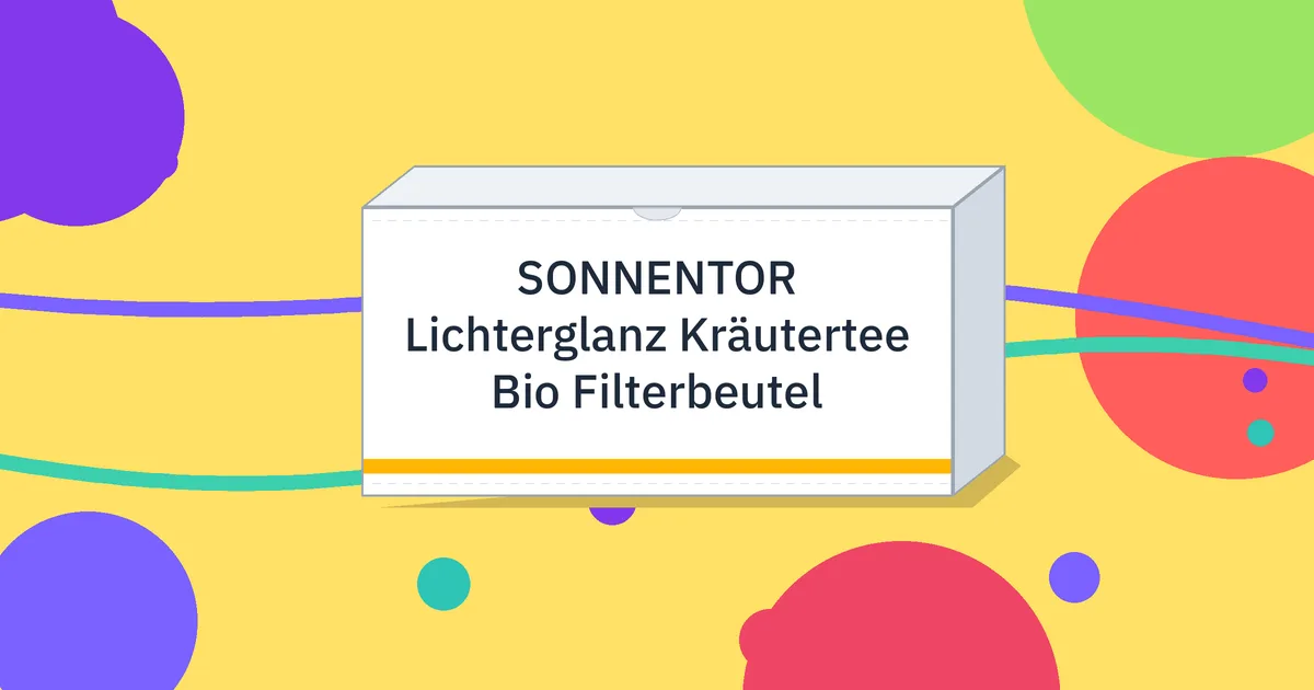 Symbolbild: Packung mit der Aufschrift SONNENTOR Lichterglanz Kräutertee Bio Filterbeutel (PZN 18901991) – Verfügbarkeit und Bezug in Apotheken in Frankfurt am Main