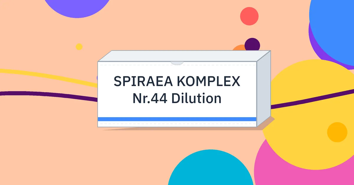 Symbolbild: Packung mit der Aufschrift SPIRAEA KOMPLEX Nr.44 Dilution (PZN 01910678) – Verfügbarkeit und Bezug in Apotheken in Frankfurt am Main
