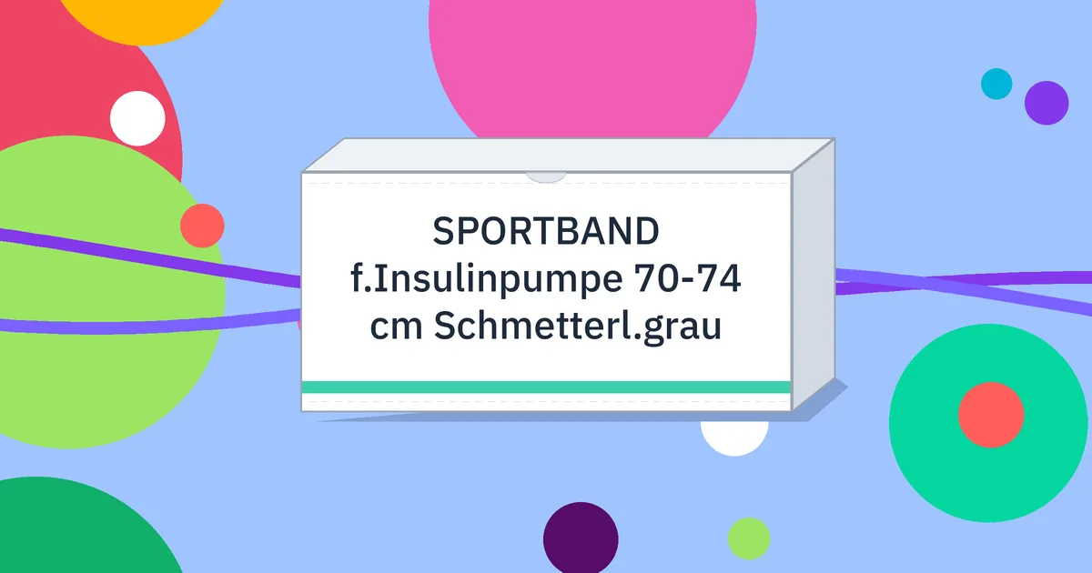 Symbolbild: Packung mit der Aufschrift SPORTBAND f.Insulinpumpe 70-74 cm Schmetterl.grau (PZN 13916373) – Verfügbarkeit und Bezug in Apotheken in Frankfurt am Main