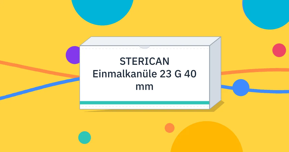 Symbolbild: Packung mit der Aufschrift STERICAN Einmalkanüle 23 G 40 mm (PZN 18746444) – Verfügbarkeit und Bezug in Apotheken in Frankfurt am Main