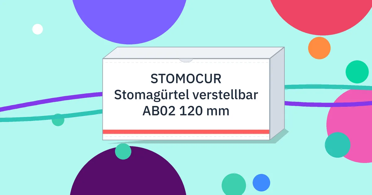 Symbolbild: Packung mit der Aufschrift STOMOCUR Stomagürtel verstellbar AB02 120 mm (PZN 10525117) – Verfügbarkeit und Bezug in Apotheken in Frankfurt am Main