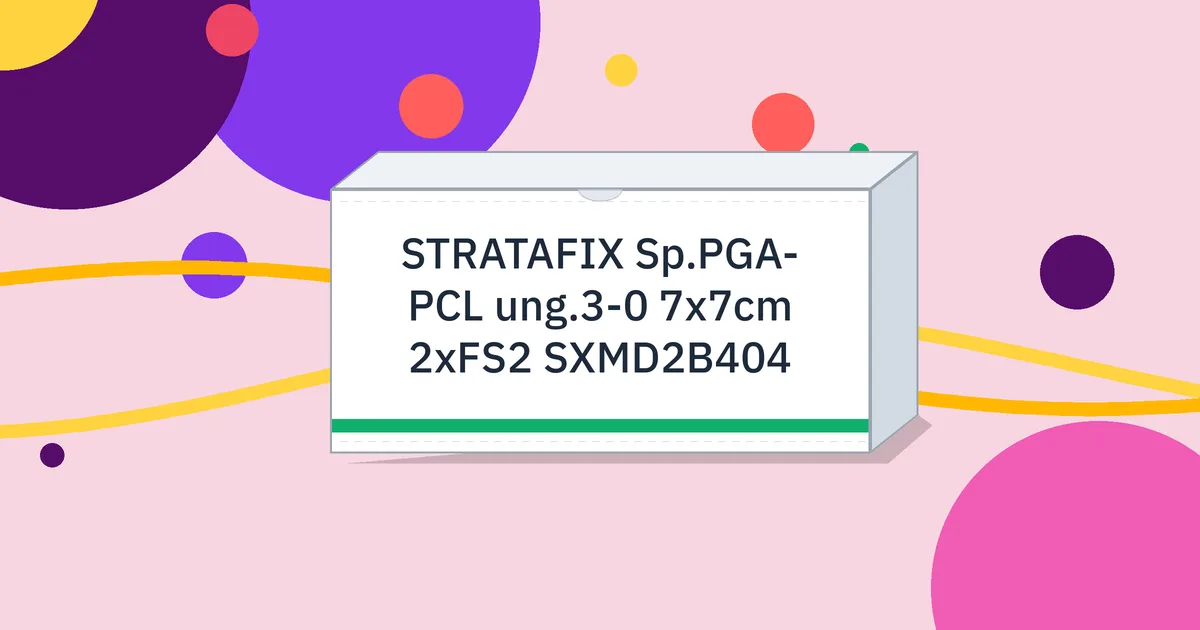 Symbolbild: Packung mit der Aufschrift STRATAFIX Sp.PGA-PCL ung.3-0 7x7cm 2xFS2 SXMD2B404 (PZN 20923959) – Verfügbarkeit und Bezug in Apotheken in Frankfurt am Main