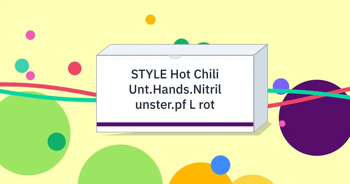 Symbolbild: Packung mit der Aufschrift STYLE Hot Chili Unt.Hands.Nitril unster.pf L rot (PZN 14819695) – Verfügbarkeit und Bezug in Apotheken in Frankfurt am Main