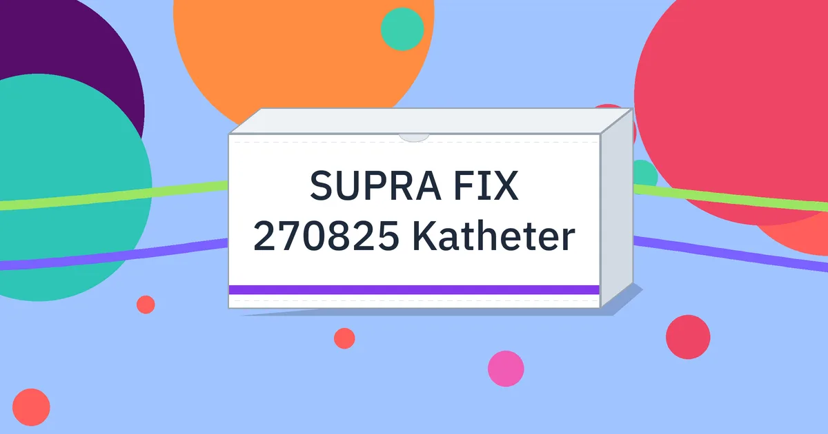 Symbolbild: Packung mit der Aufschrift SUPRA FIX 270825 Katheter (PZN 06679228) – Verfügbarkeit und Bezug in Apotheken in Frankfurt am Main