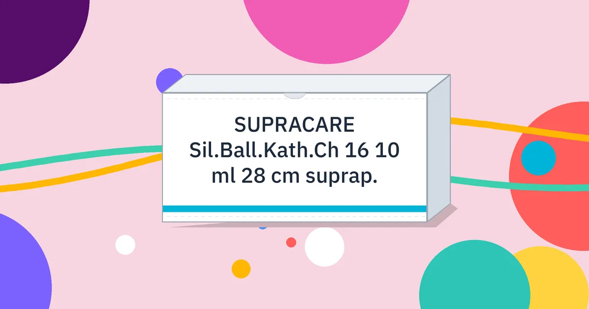 Symbolbild: Packung mit der Aufschrift SUPRACARE Sil.Ball.Kath.Ch 16 10 ml 28 cm suprap. (PZN 04210579) – Verfügbarkeit und Bezug in Apotheken in Frankfurt am Main