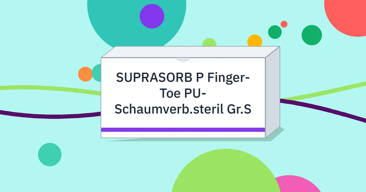 Symbolbild: Packung mit der Aufschrift SUPRASORB P Finger-Toe PU-Schaumverb.steril Gr.S (PZN 19883077) – Verfügbarkeit und Bezug in Apotheken in Frankfurt am Main