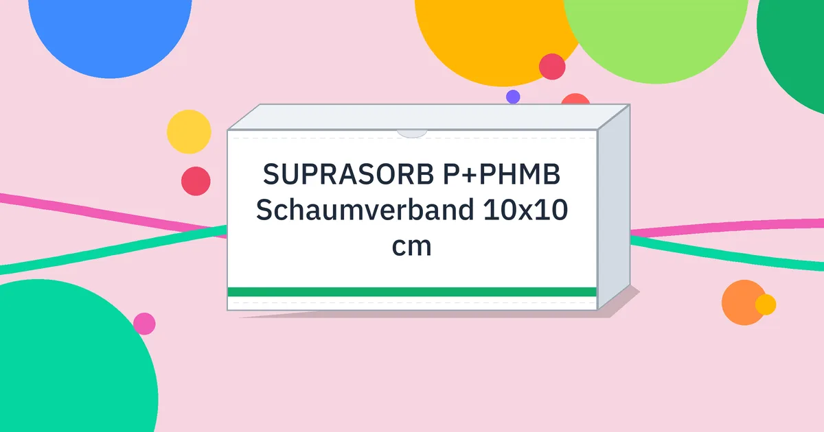 Symbolbild: Packung mit der Aufschrift SUPRASORB P+PHMB Schaumverband 10x10 cm (PZN 16664989) – Verfügbarkeit und Bezug in Apotheken in Frankfurt am Main