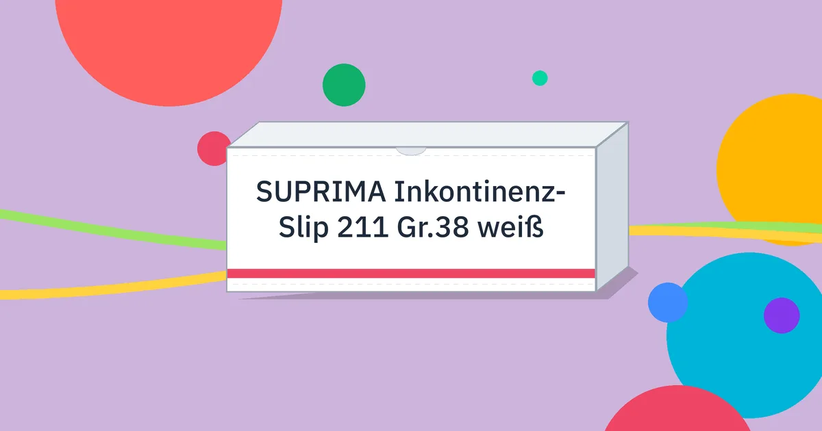 Symbolbild: Packung mit der Aufschrift SUPRIMA Inkontinenz-Slip 211 Gr.38 weiß (PZN 00710351) – Verfügbarkeit und Bezug in Apotheken in Frankfurt am Main