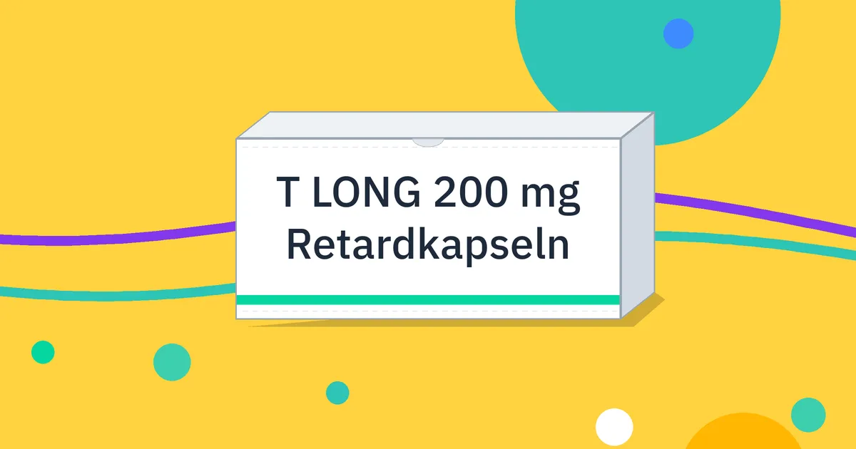 Symbolbild: Packung mit der Aufschrift T LONG 200 mg Retardkapseln (PZN 11105759) – Verfügbarkeit und Bezug in Apotheken in Frankfurt am Main
