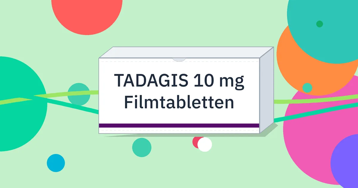 Symbolbild: Packung mit der Aufschrift TADAGIS 10 mg Filmtabletten (PZN 13865813) – Verfügbarkeit und Bezug in Apotheken in Frankfurt am Main