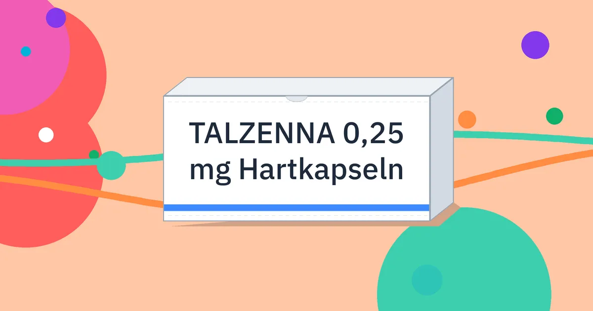 Symbolbild: Packung mit der Aufschrift TALZENNA 0,25 mg Hartkapseln (PZN 15426265) – Verfügbarkeit und Bezug in Apotheken in Frankfurt am Main