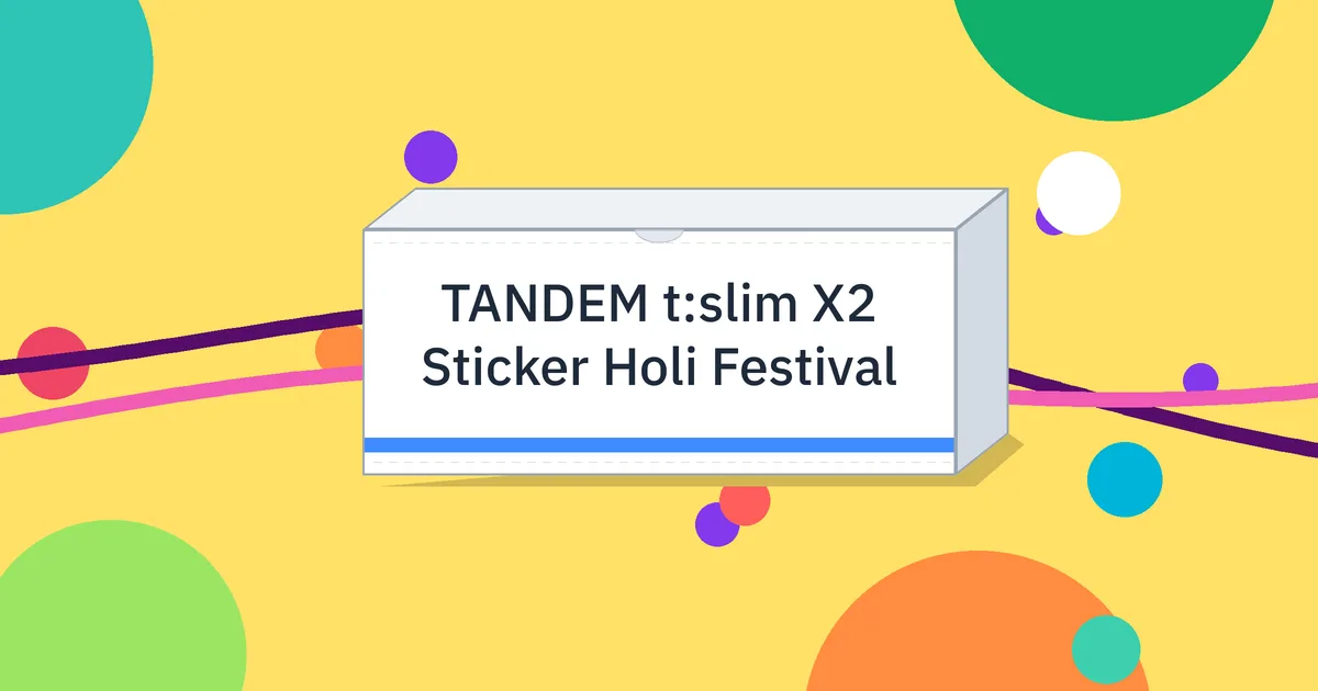 Symbolbild: Packung mit der Aufschrift TANDEM t:slim X2 Sticker Holi Festival (PZN 19862773) – Verfügbarkeit und Bezug in Apotheken in Frankfurt am Main