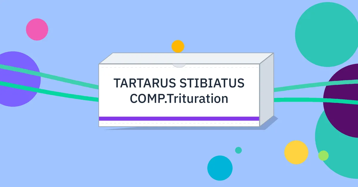 Symbolbild: Packung mit der Aufschrift TARTARUS STIBIATUS COMP.Trituration (PZN 01616944) – Verfügbarkeit und Bezug in Apotheken in Frankfurt am Main