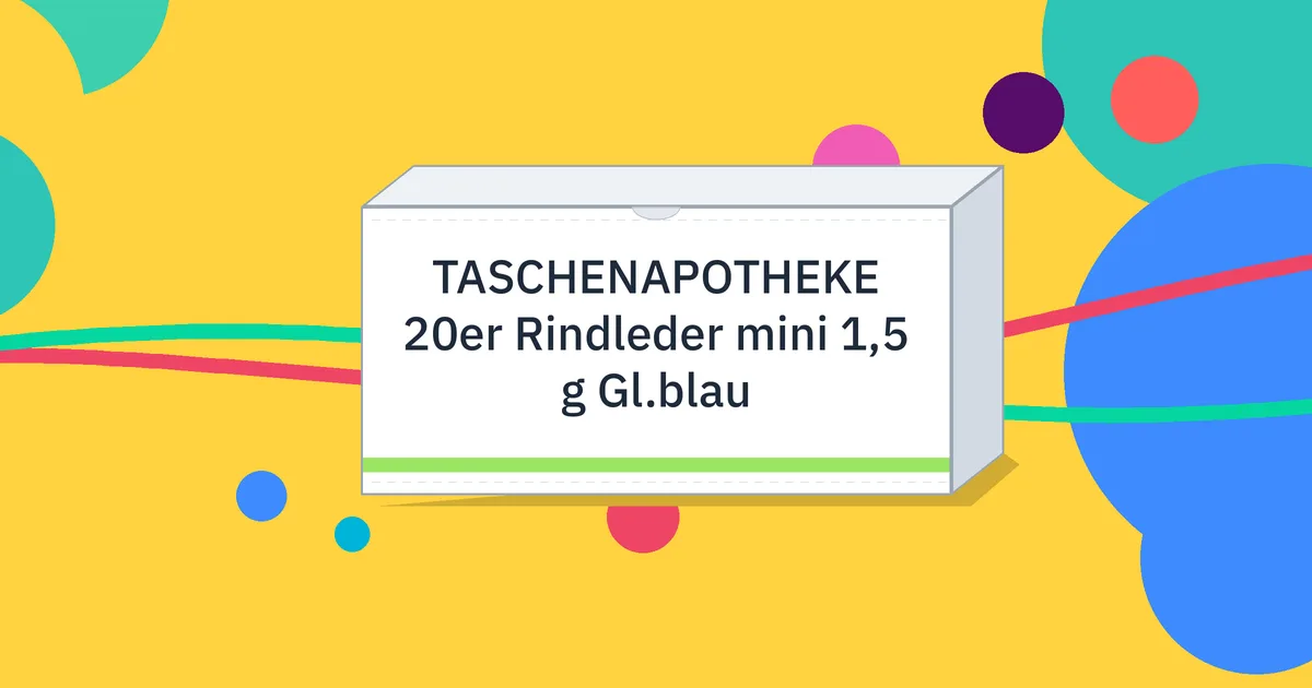 Symbolbild: Packung mit der Aufschrift TASCHENAPOTHEKE 20er Rindleder mini 1,5 g Gl.blau (PZN 00422385) – Verfügbarkeit und Bezug in Apotheken in Frankfurt am Main