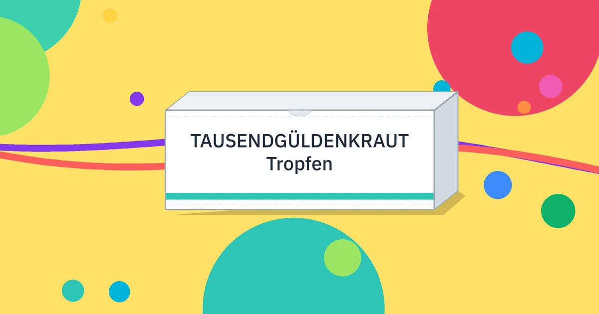Symbolbild: Packung mit der Aufschrift TAUSENDGÜLDENKRAUT Tropfen (PZN 11052253) – Verfügbarkeit und Bezug in Apotheken in Frankfurt am Main