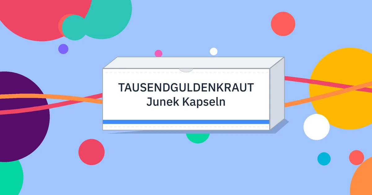 Symbolbild: Packung mit der Aufschrift TAUSENDGULDENKRAUT Junek Kapseln (PZN 10053233) – Verfügbarkeit und Bezug in Apotheken in Frankfurt am Main