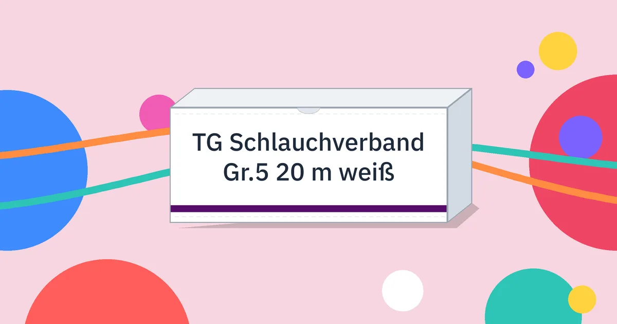Symbolbild: Packung mit der Aufschrift TG Schlauchverband Gr.5 20 m weiß (PZN 15421196) – Verfügbarkeit und Bezug in Apotheken in Frankfurt am Main