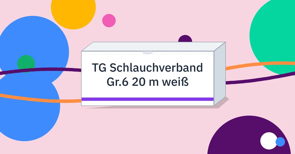 Symbolbild: Packung mit der Aufschrift TG Schlauchverband Gr.6 20 m weiß (PZN 19557030) – Verfügbarkeit und Bezug in Apotheken in Frankfurt am Main