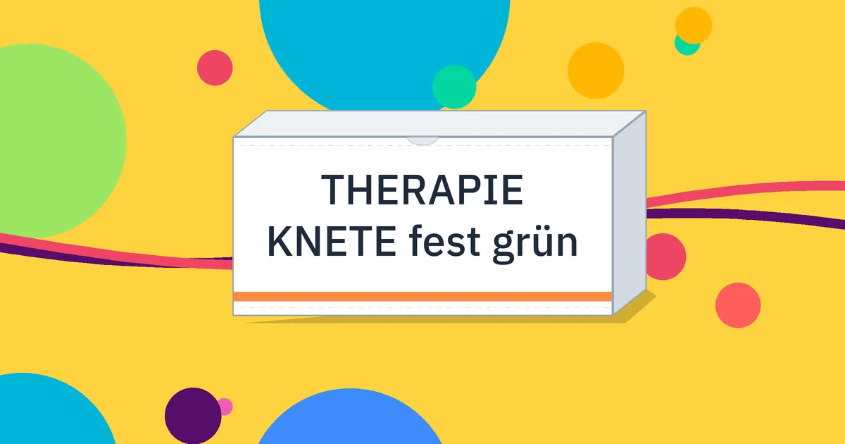 Symbolbild: Packung mit der Aufschrift THERAPIE KNETE fest grün (PZN 16788266) – Verfügbarkeit und Bezug in Apotheken in Frankfurt am Main