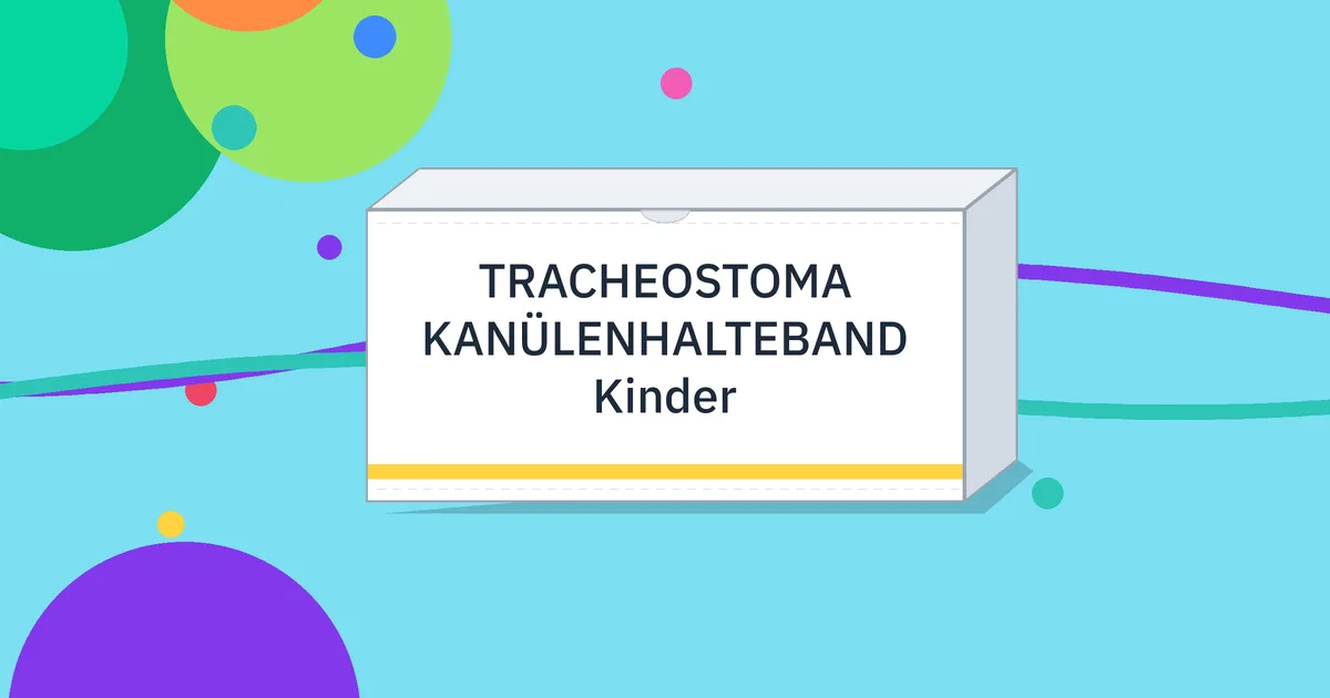 Symbolbild: Packung mit der Aufschrift TRACHEOSTOMA KANÜLENHALTEBAND Kinder (PZN 09511423) – Verfügbarkeit und Bezug in Apotheken in Frankfurt am Main