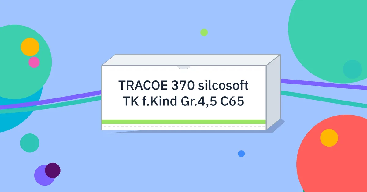 Symbolbild: Packung mit der Aufschrift TRACOE 370 silcosoft TK f.Kind Gr.4,5 C65 (PZN 14314624) – Verfügbarkeit und Bezug in Apotheken in Frankfurt am Main