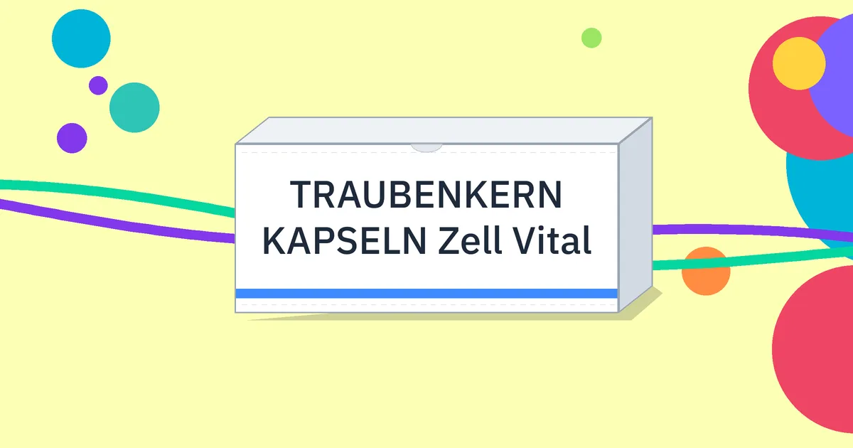 Symbolbild: Packung mit der Aufschrift TRAUBENKERN KAPSELN Zell Vital (PZN 06831759) – Verfügbarkeit und Bezug in Apotheken in Frankfurt am Main