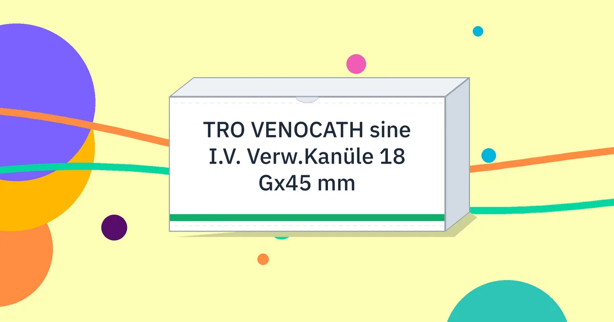 Symbolbild: Packung mit der Aufschrift TRO VENOCATH sine I.V. Verw.Kanüle 18 Gx45 mm (PZN 11187504) – Verfügbarkeit und Bezug in Apotheken in Frankfurt am Main